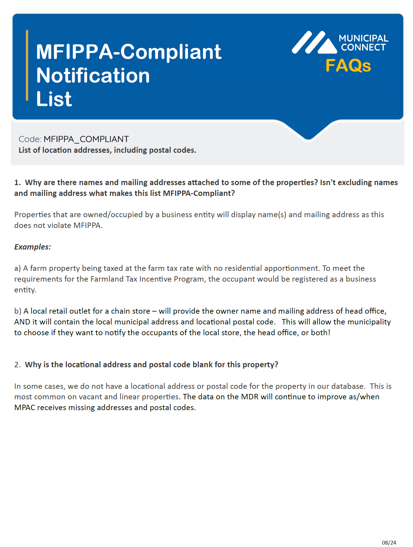 MFIPPA Compliant Notification List FAQ