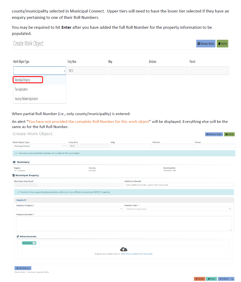 How to Create a Municipal Enquiry in My Work